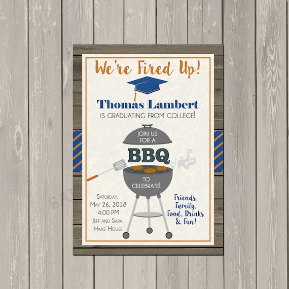 Graduation BBQ Invitation, Graduation Party Invitation, Backyard BBQ ...