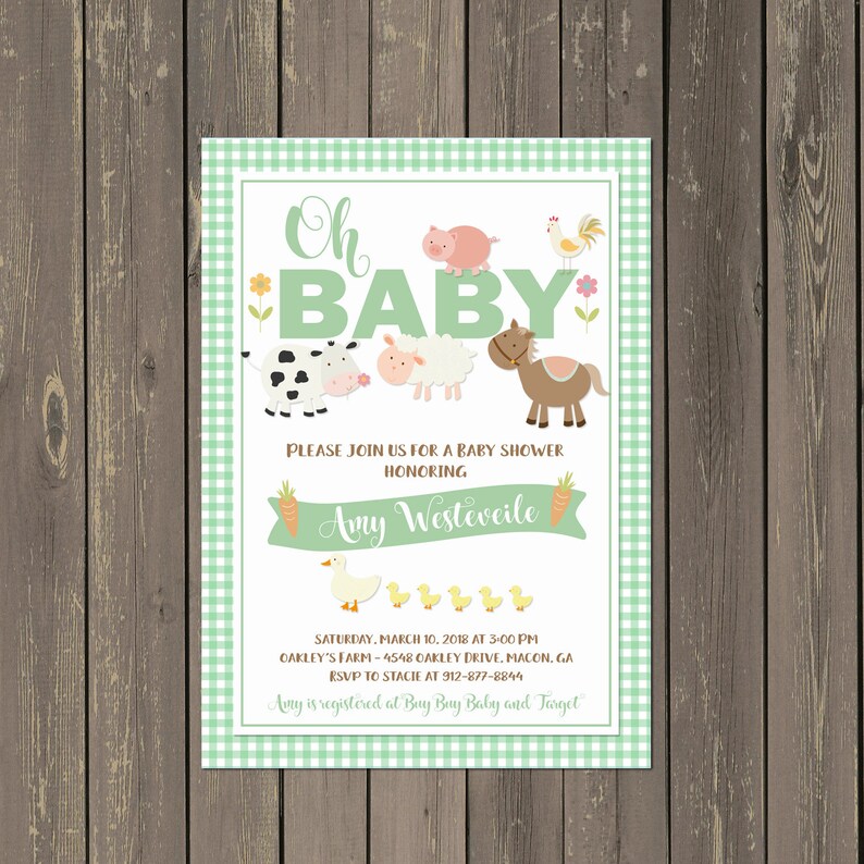 Farm Animals Baby Shower Invitation Farm Baby Shower - Etsy