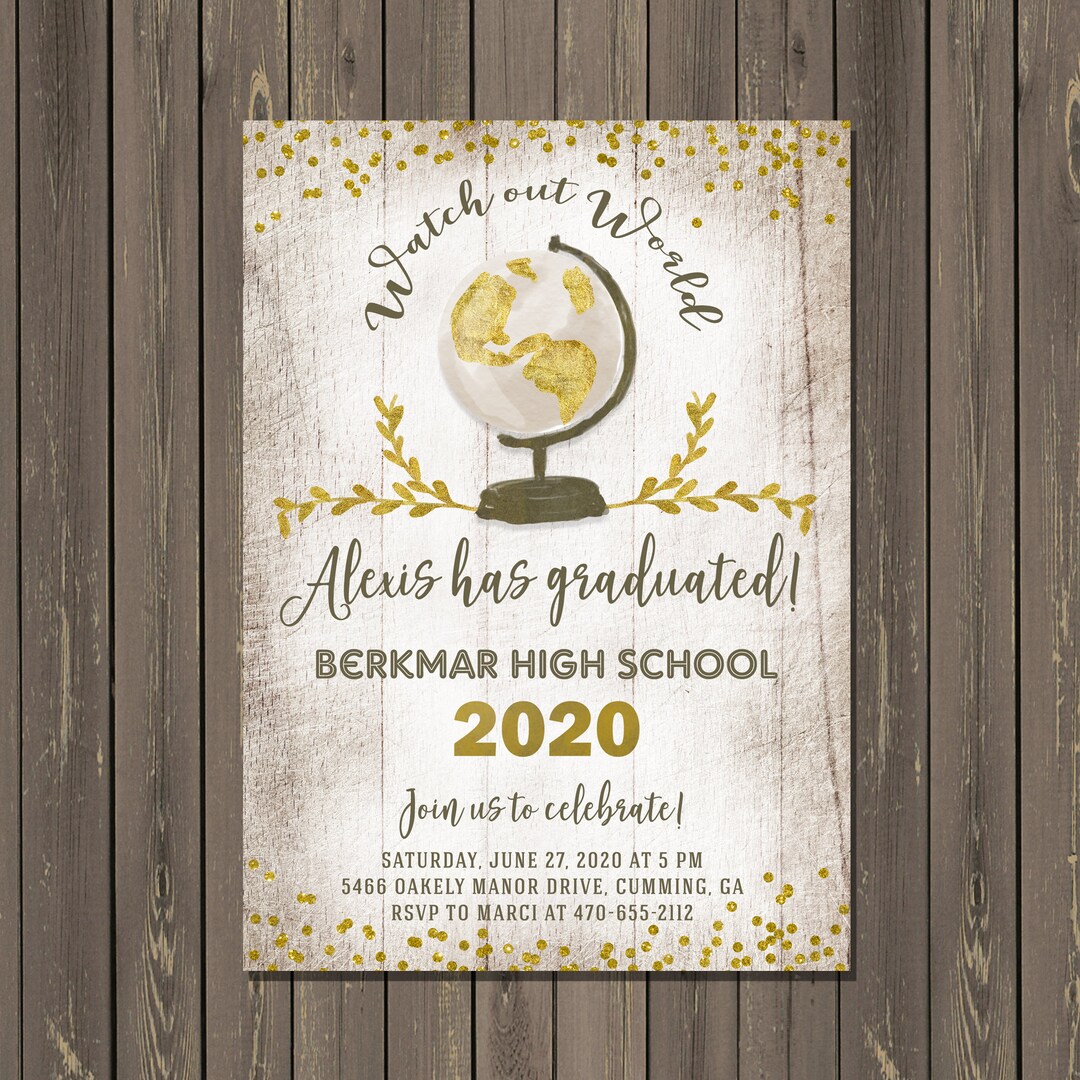 Globe Graduation Invitation, Rustic World Travel Graduation ...