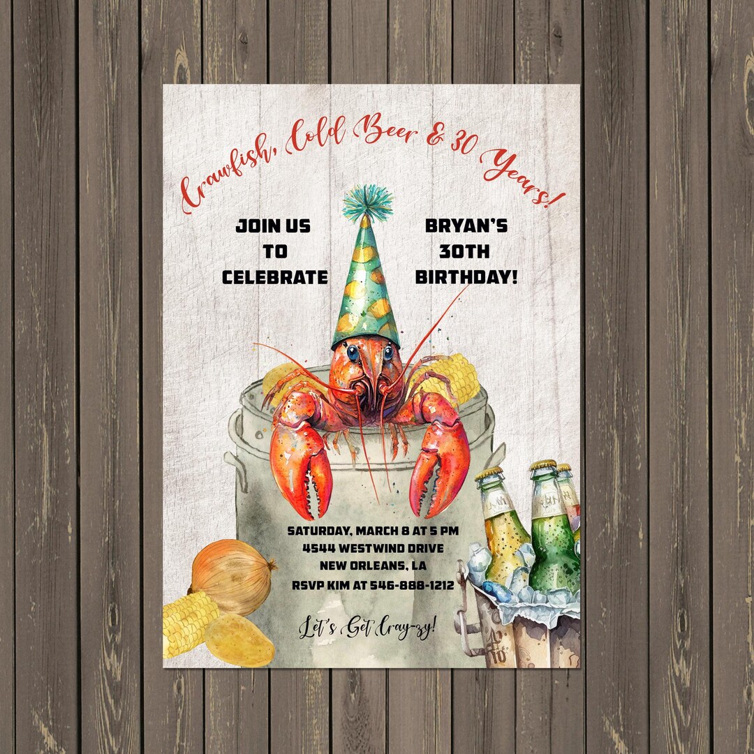 Crawfish Boil Invitation, Low Country Boil Party Invitation, Shrimp ...
