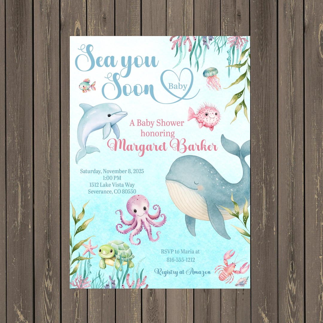 Ocean Baby Shower Invitation: Sea Animals Gender Neutral Shower, Sea ...