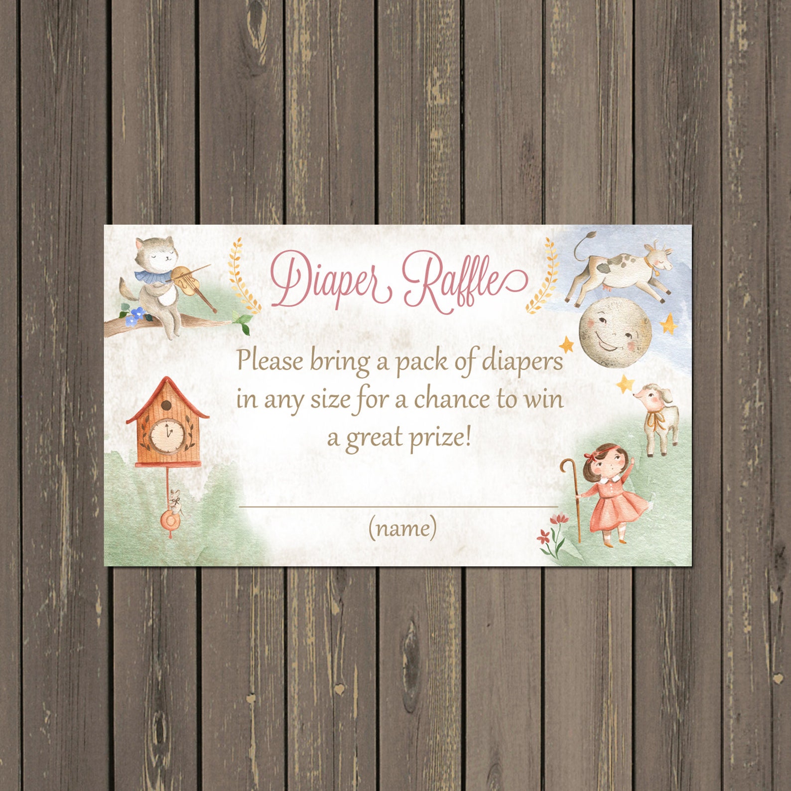 Nursery Rhyme Diaper Raffle Tickets Nursery Rhyme Diaper - Etsy
