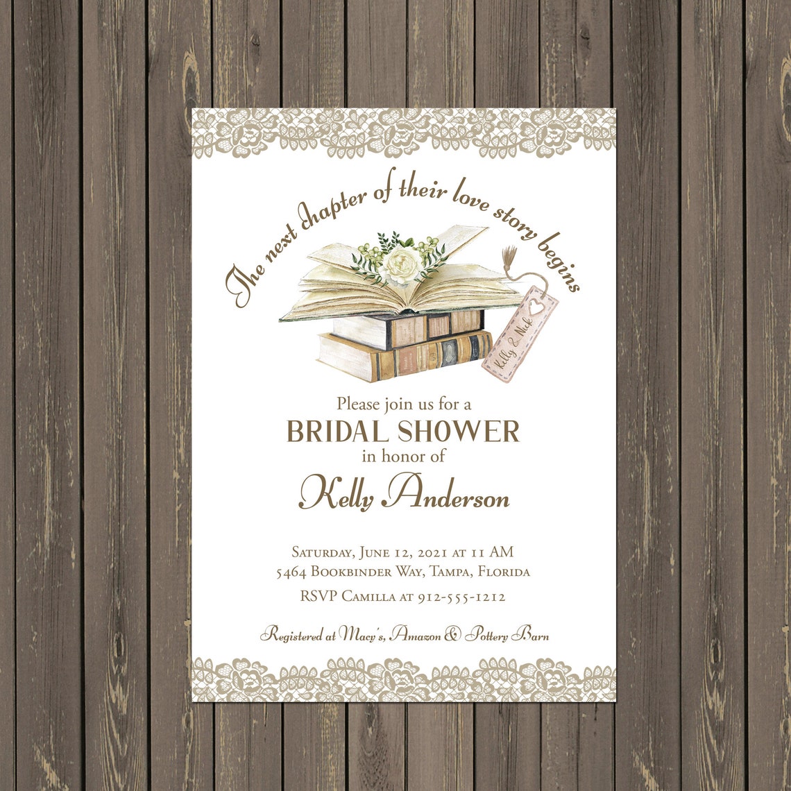 Book Themed Bridal Shower Invitation Library Shower - Etsy