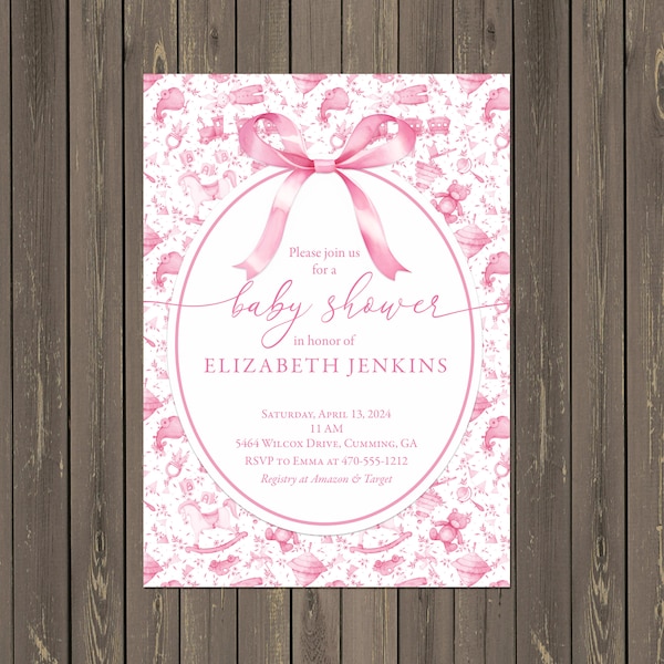 Toile Baby Shower Invitation - Etsy