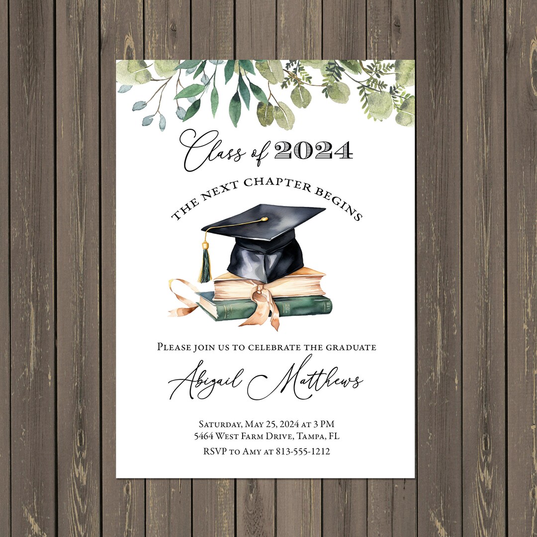 Book Graduation Invitation, Graduation Party Invitation, the Next ...