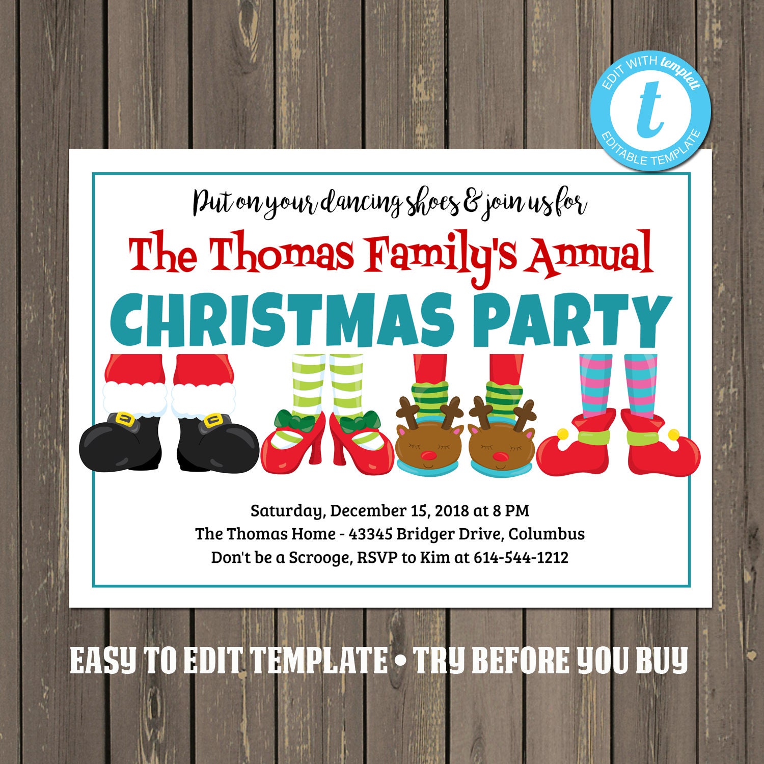 Funny Christmas Party Invitation Family Holiday Party Invitation 