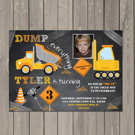Construction Birthday Invitation Dump Truck Birthday Party Invite