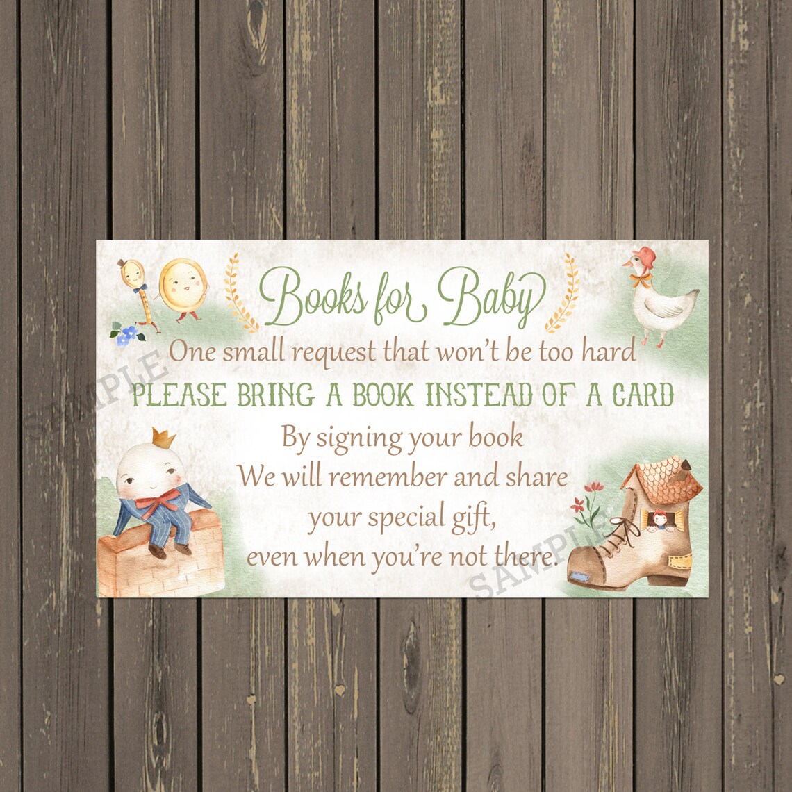Nursery Rhyme Baby Shower Book Insert Nursery Rhyme Books for - Etsy