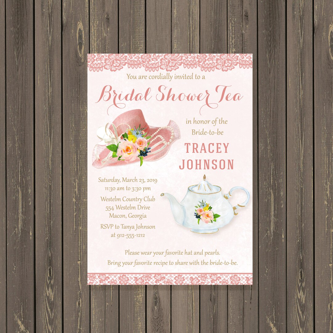 Bridal Shower Tea Invitation Fancy Hat Fascinator Bridal - Etsy