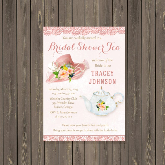 Bridal Shower Tea Invitation Fancy Hat Fascinator Bridal | Etsy