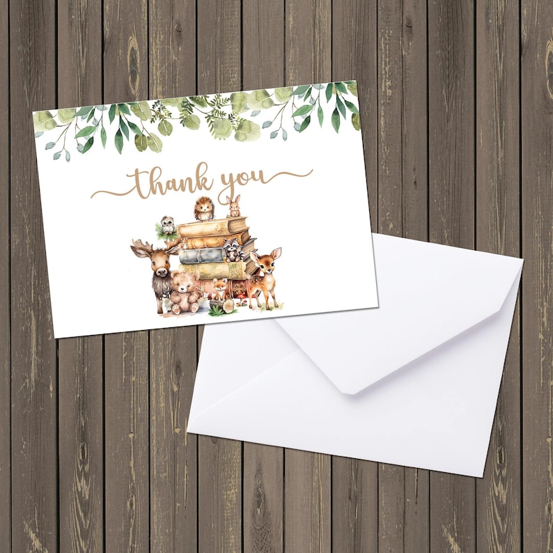 Woodland Animals Baby Shower Invitations: Forest Books Theme (printable ...
