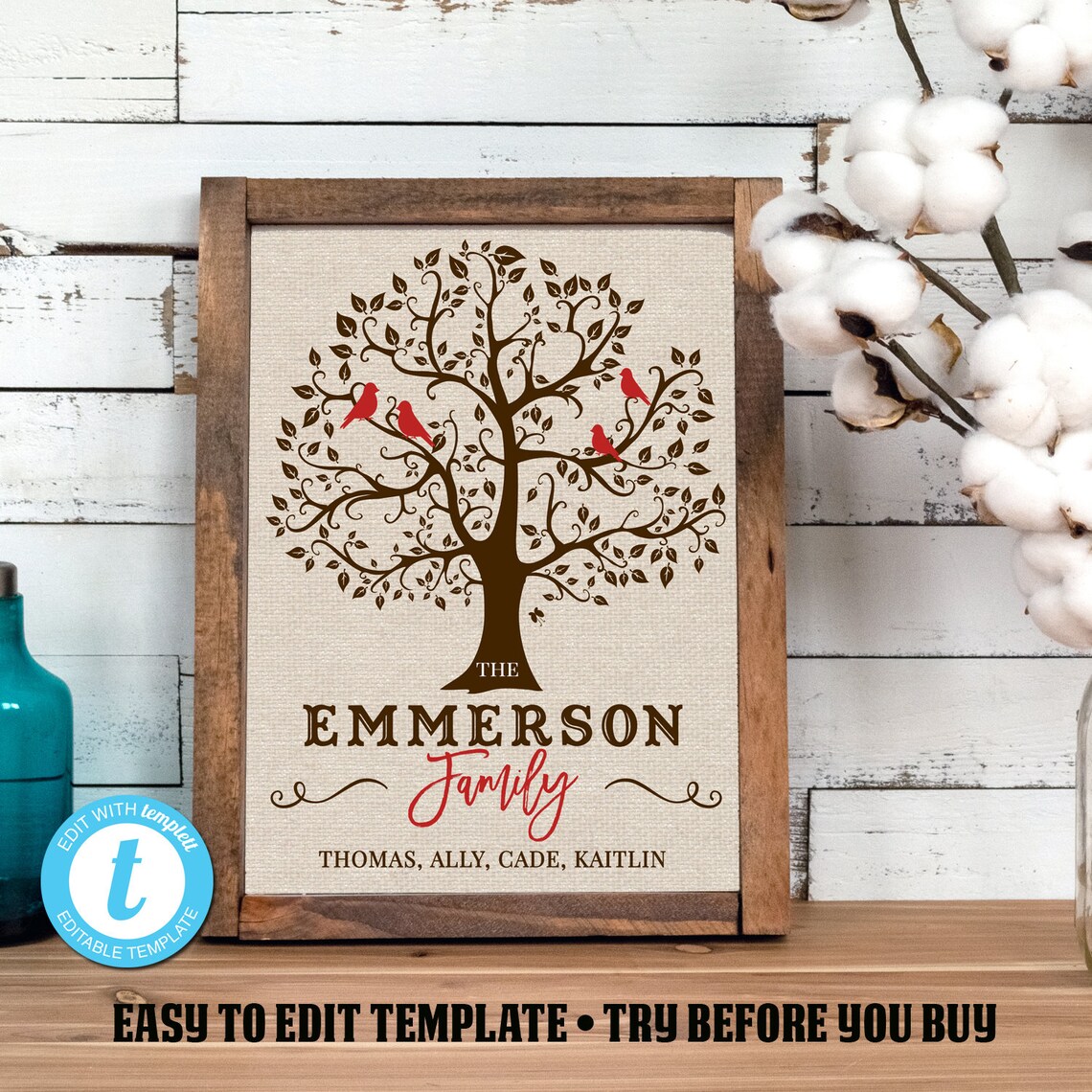 Personalized Family Tree Family Name Print Printable Family - Etsy