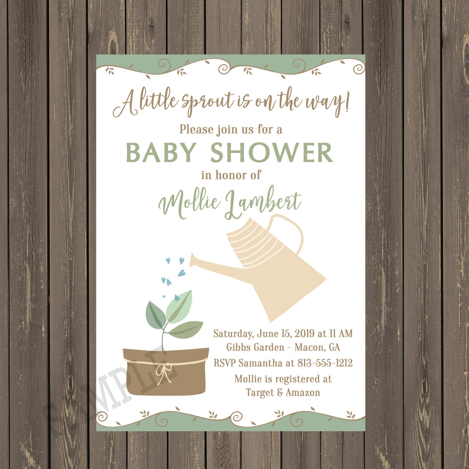 Little Sprout Baby Shower Invitation Gardening Baby Shower | Etsy
