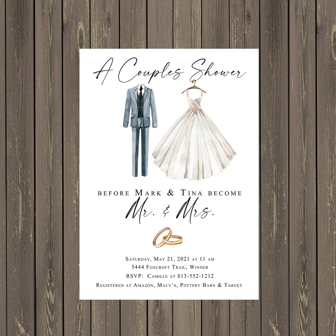 Bride and Groom Wedding Shower Invitation: Modern Couples Shower ...
