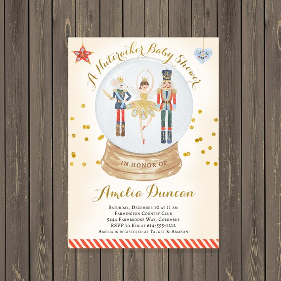 Nutcracker Baby Shower Invitation, Snow Globe Baby Shower Invitation ...