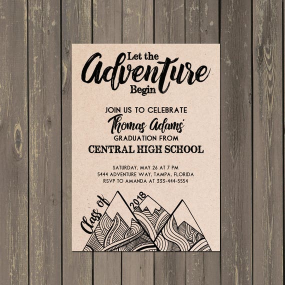 Adventure Graduation Party Invitation, Mountain Adventure Begins ...