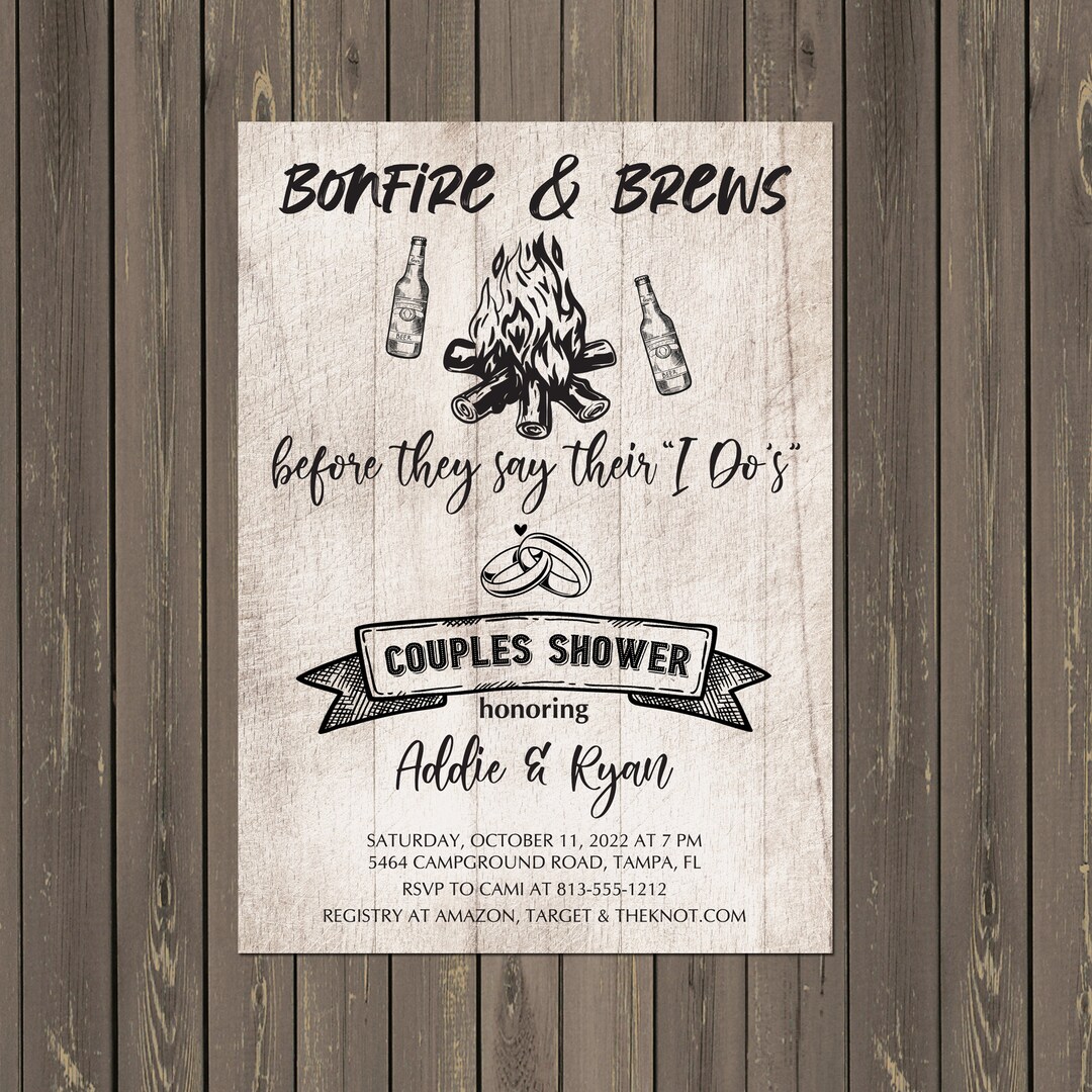 Bonfire and Brews Couples Shower Invitation, Bonfire Wedding Shower ...