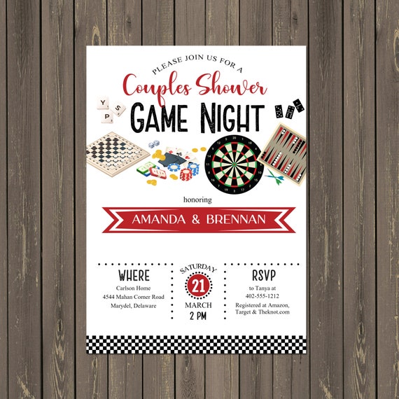 Game Night Couples Bridal Shower Invitations, Couples Shower, Casino ...
