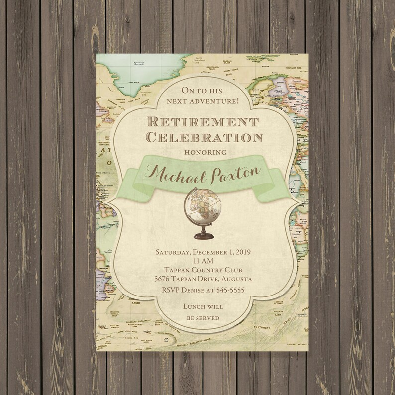 Map Retirement Party Invitation Travel Themed Retirement | Etsy
