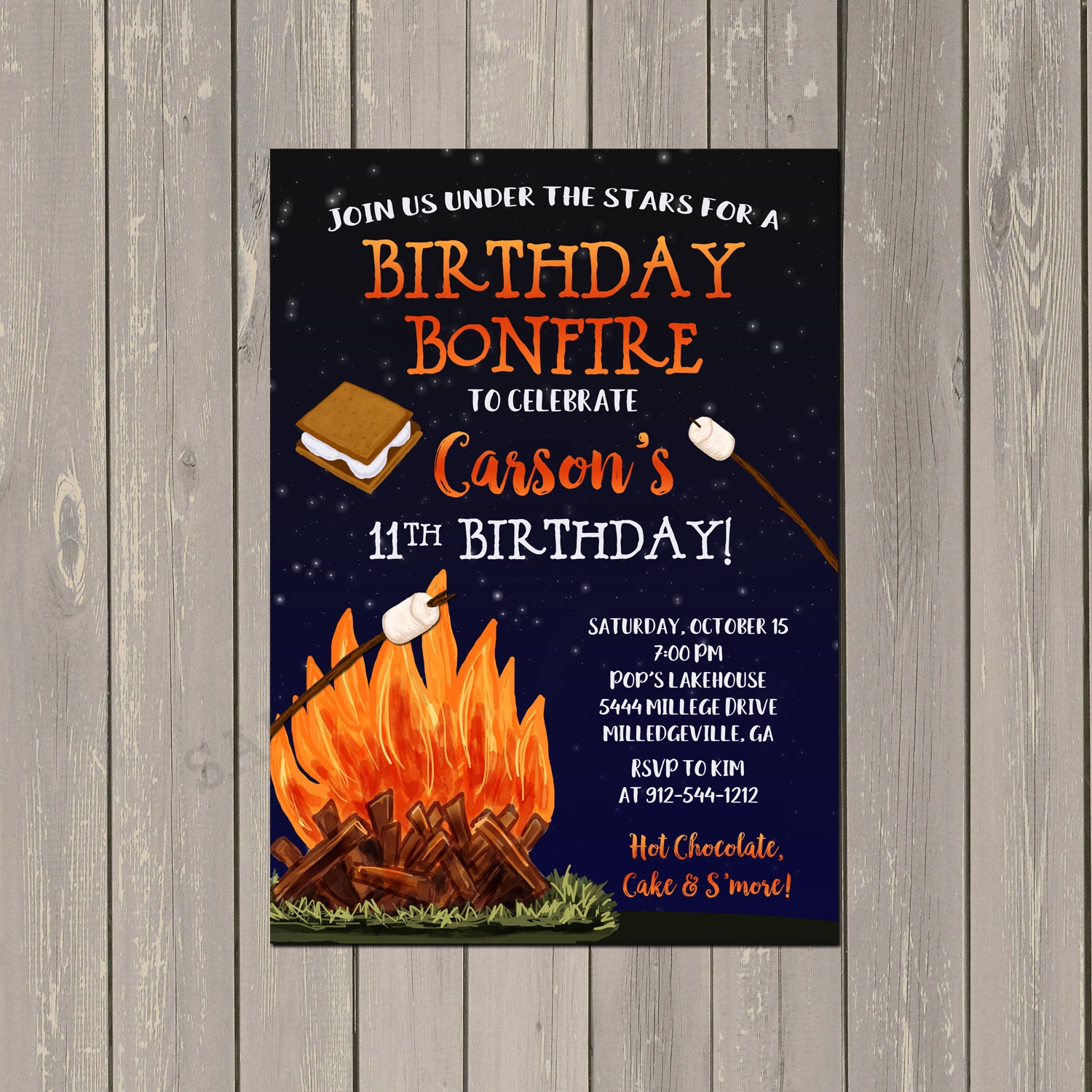 Bonfire Printable Birthday Invitations Blank Camping Party Invitation