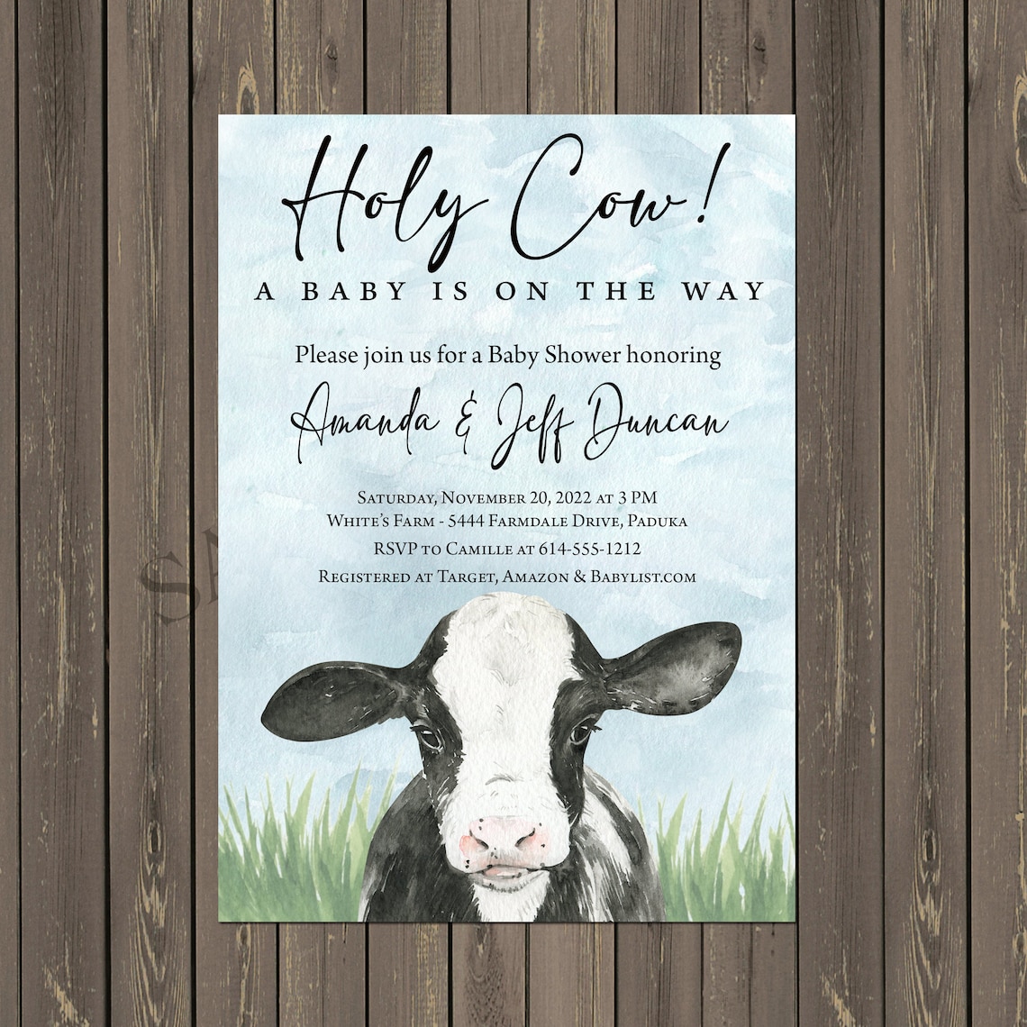 Cow Baby Shower Invitations Holy Cow Shower Invitation Black - Etsy