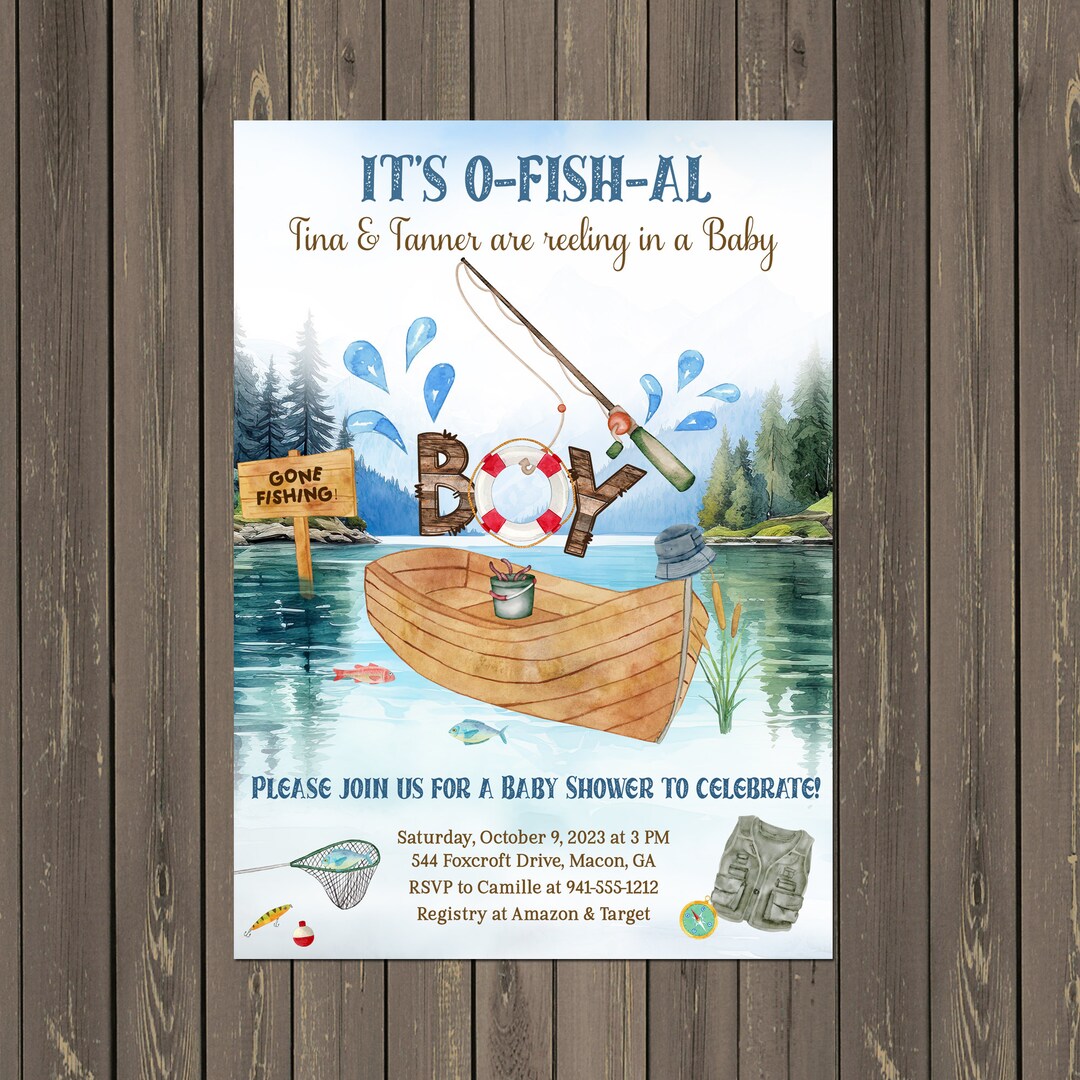 Fishing Baby Shower Invitation, Fish Baby Shower Invitation, Coed Baby ...
