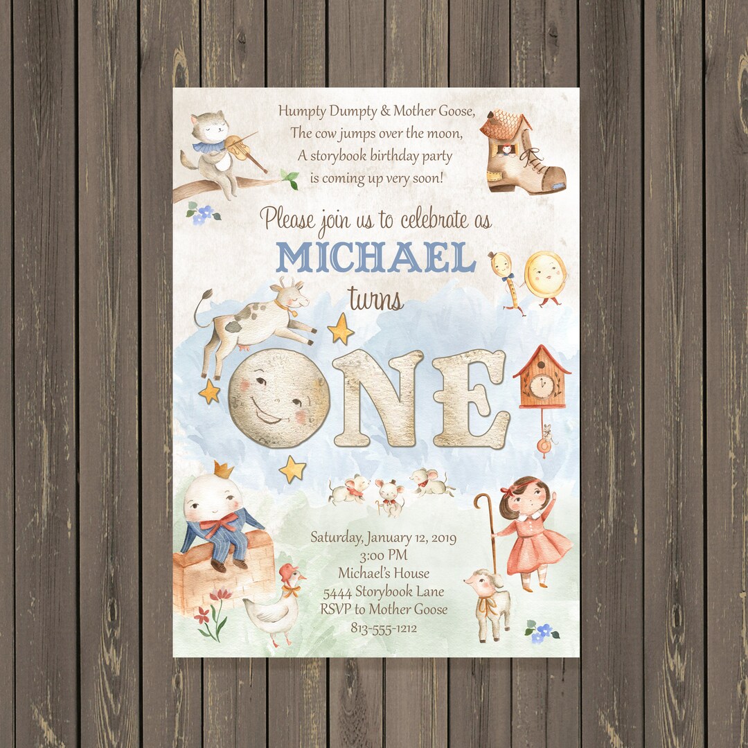Nursery Rhyme Birthday Invitation, Storybook 1st Birthday Invitation ...