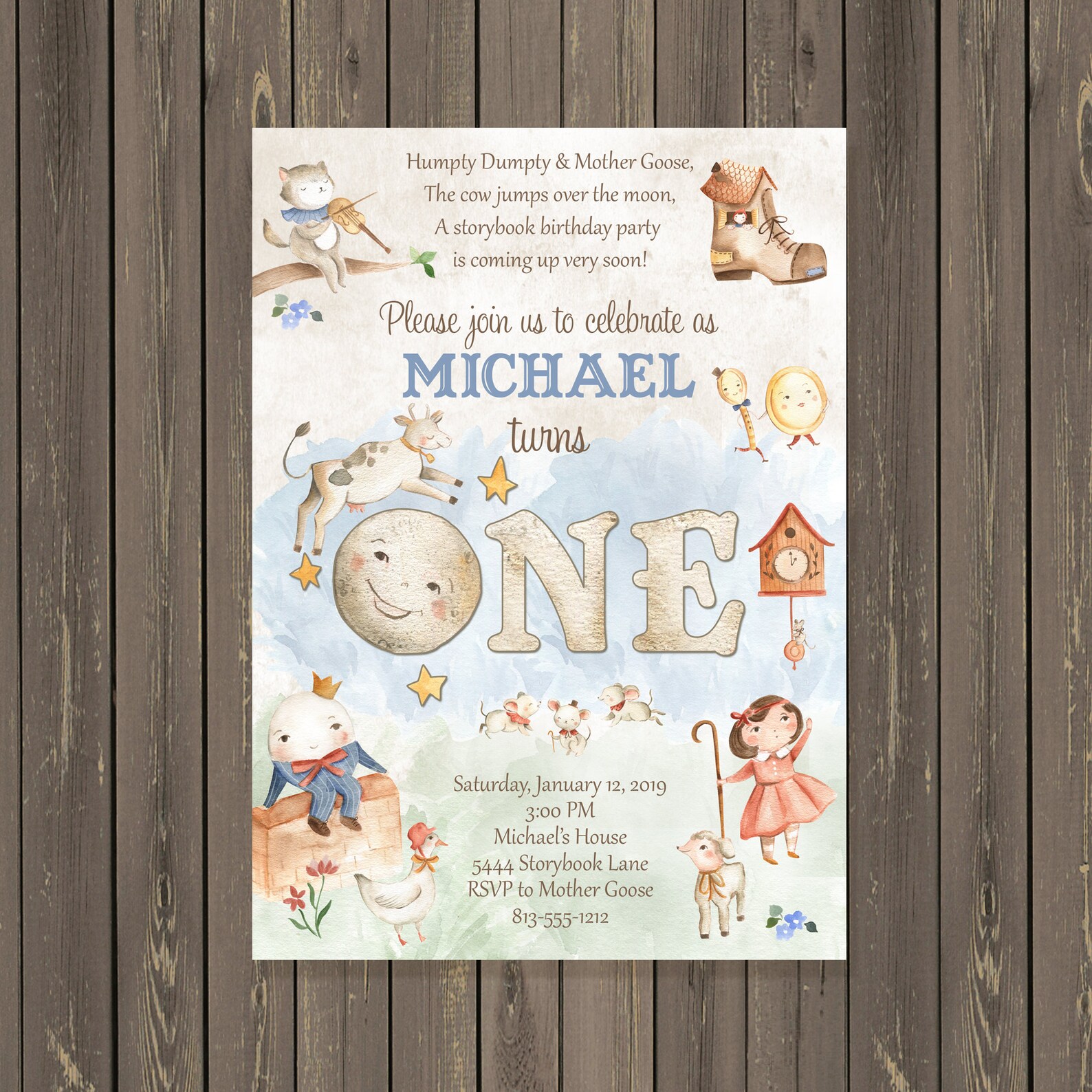 Nursery Rhyme Birthday Invitation Storybook 1st Birthday | Etsy