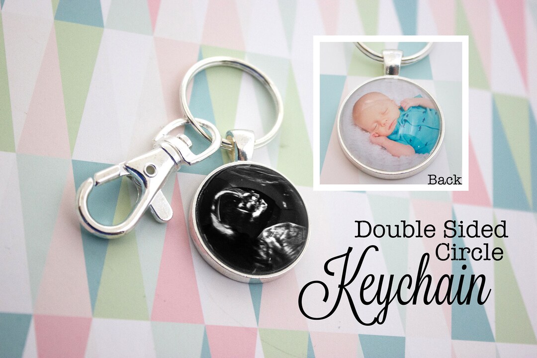 Two Sided Photo Keyring - Custom Photo Keychain - Silver Key Ring ...