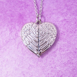 Photo Locket Angel Wings Locket Remembrance Locket Memorial Necklace ...