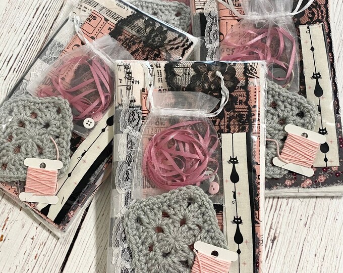 American Cottage Slow Stitching Kit Vintage Fabric Journaling Supply - Etsy