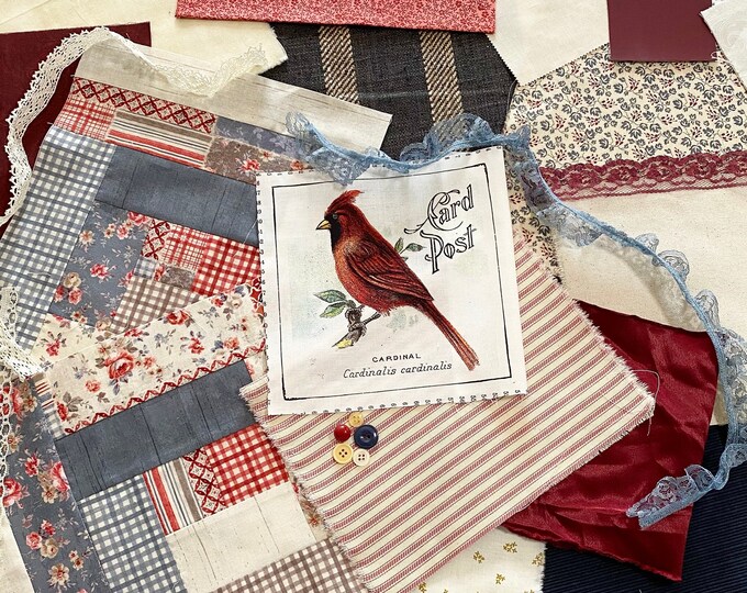 American Cottage Slow Stitching Kit Vintage Fabric Journaling Supply - Etsy