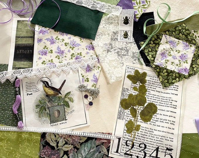 Inès Textile Pack for Slow Stitching Vintage Fabric Journaling Supply ...