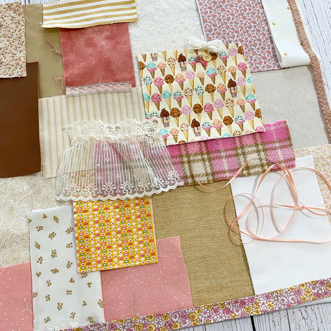 Mini Slow Stitch Kit Hand Sewing Fabric Collage - Etsy