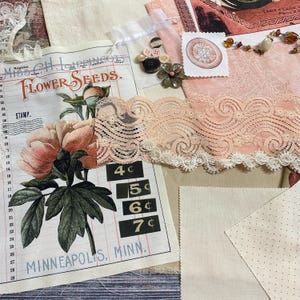 Claire Textile Pack for Slow Stitching Vintage Fabric Journaling Supply ...