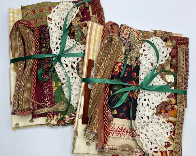 Jolene Textile Pack for Slow Stitching Vintage Fabric Journaling Supply ...