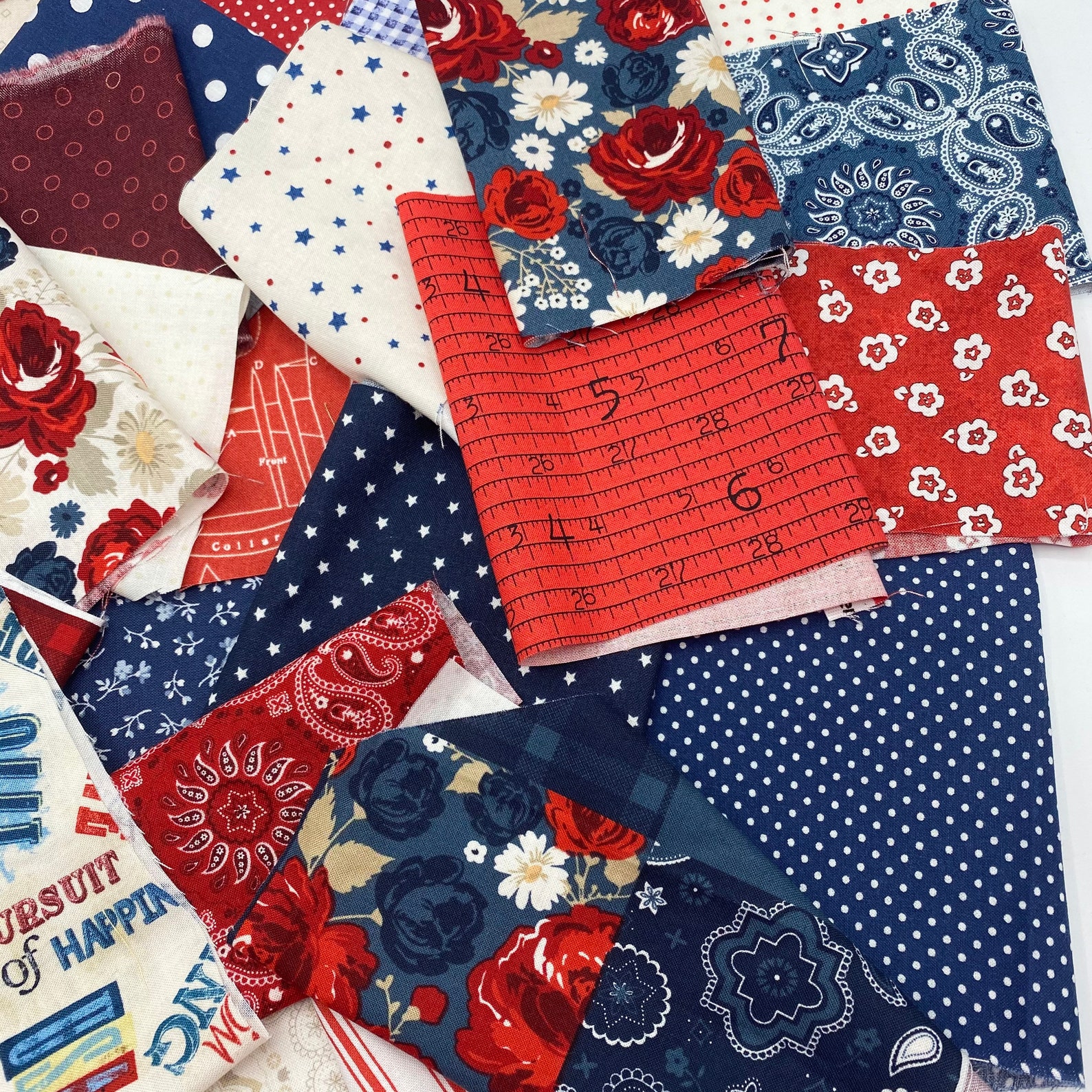 Patriotic Fabric Scraps 6 Ounces Americana Fabric Bundle | Etsy