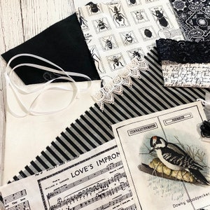 Chloe Textile Pack for Slow Stitching Vintage Fabric Journaling Supply ...