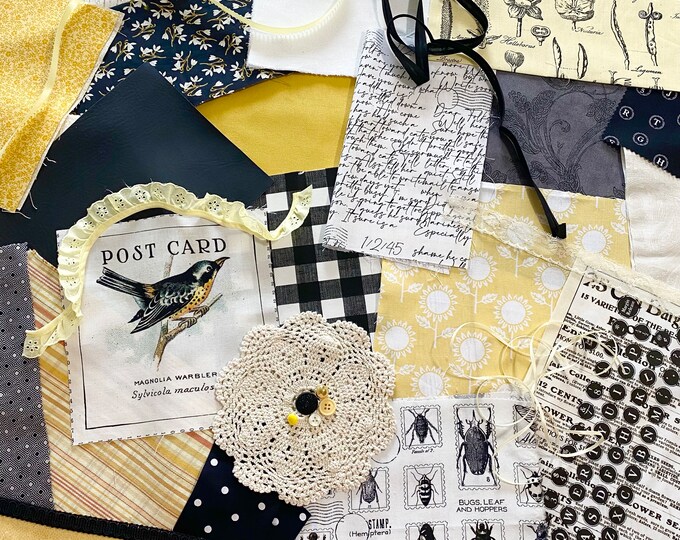 Mini Slow Stitch Kit Hand Sewing Fabric Collage - Etsy