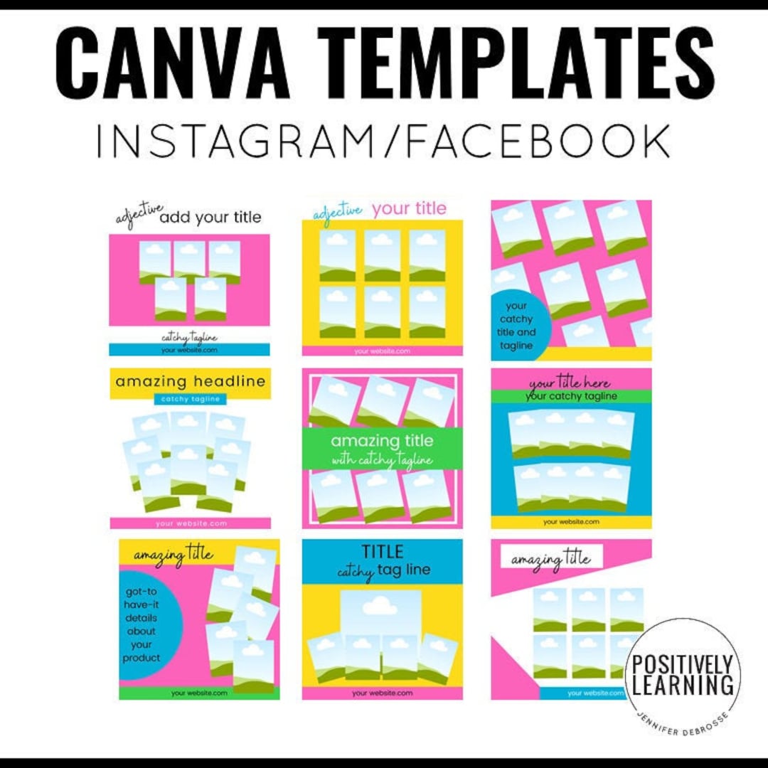 Canva Square Templates for Instagram and Facebook - Etsy