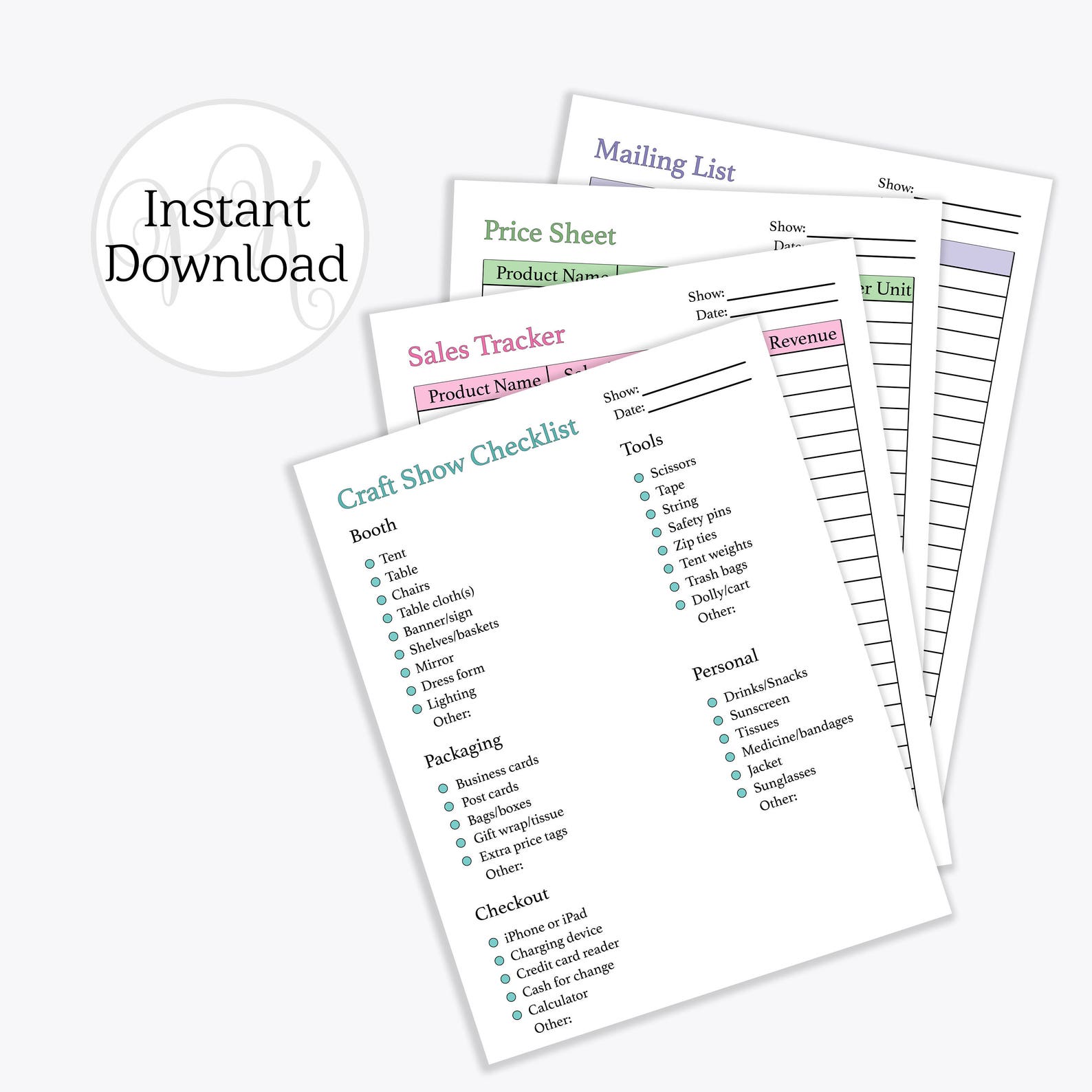 Printable Craft Show Planner 4-page - Etsy