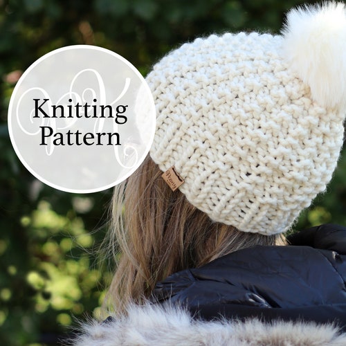 Knitting Hat Pattern Knit Double Brim Tuque Red Slouchy | Etsy