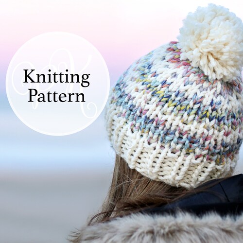 Knitting Hat Pattern Knit Double Brim Tuque Red Slouchy | Etsy