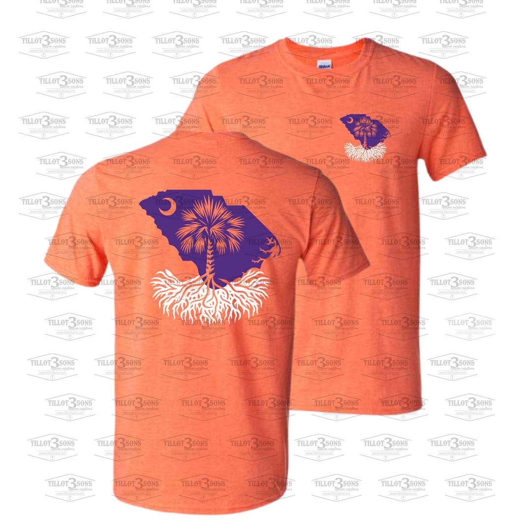 South Carolina Roots Design in Team Sports Colors T-shirt - Tigers ...