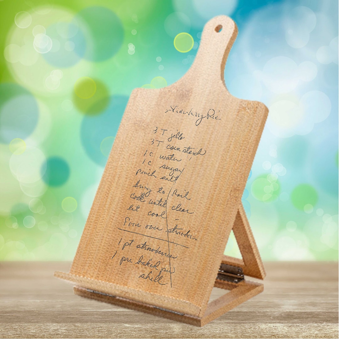 Personalized Laser Engraved Bamboo Cutting Board Cookbook Stand/easel ...