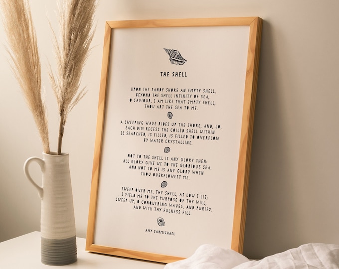 The Shell Poem by Amy Carmichael Featuring Linocut Shells Wall Decor ...