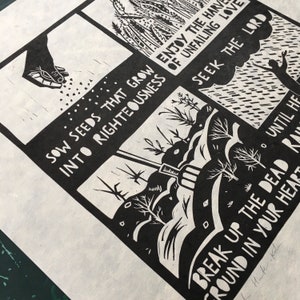 Linocut Print - Hosea - Bible Verse Print - Etsy