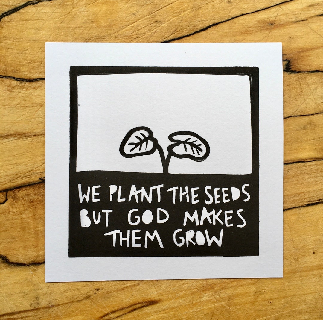 Linocut Print Seeds Bible Verse Print - Etsy