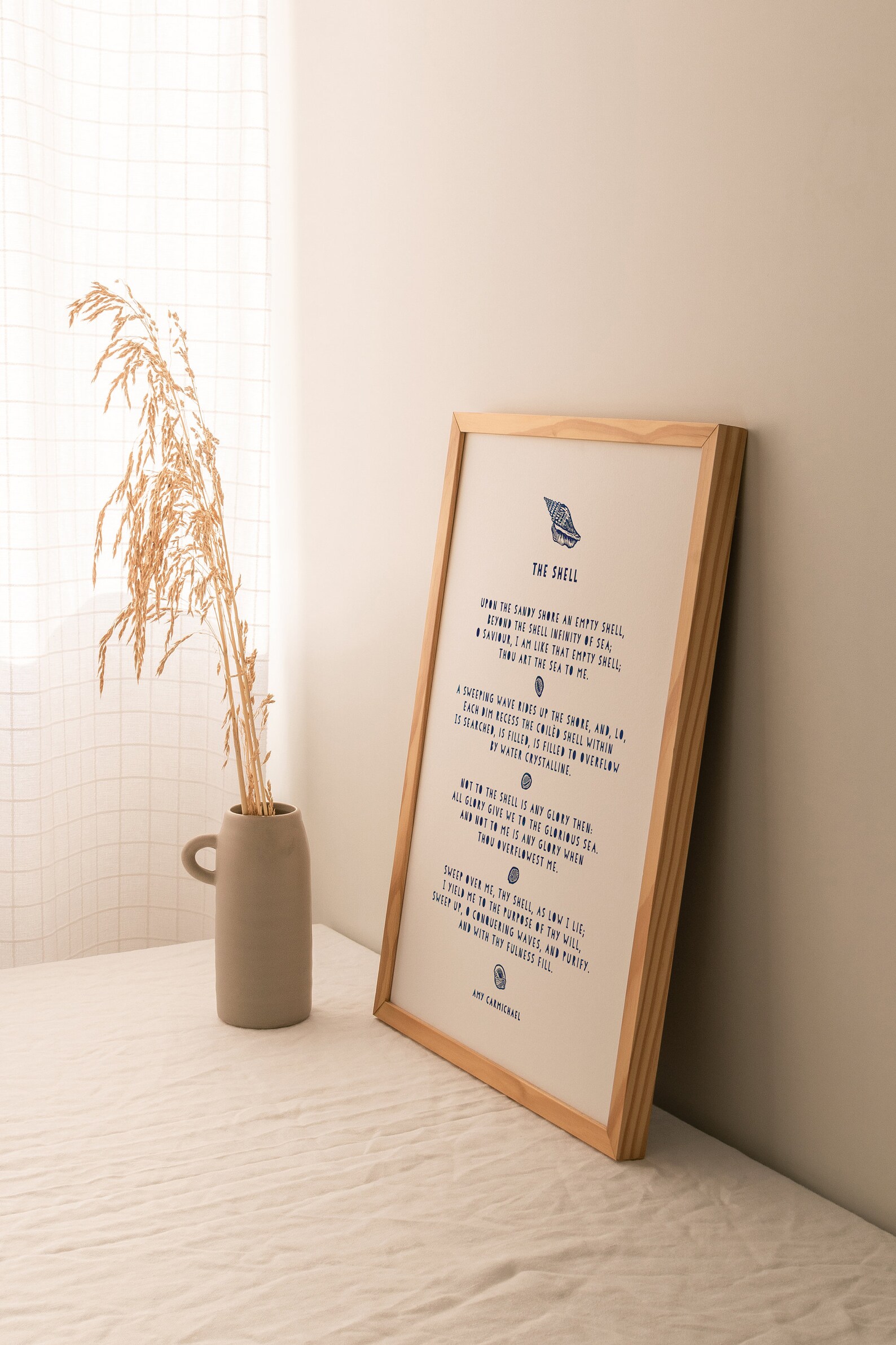 The Shell - Poem by Amy Carmichael - Featuring Linocut Shells - Wall ...