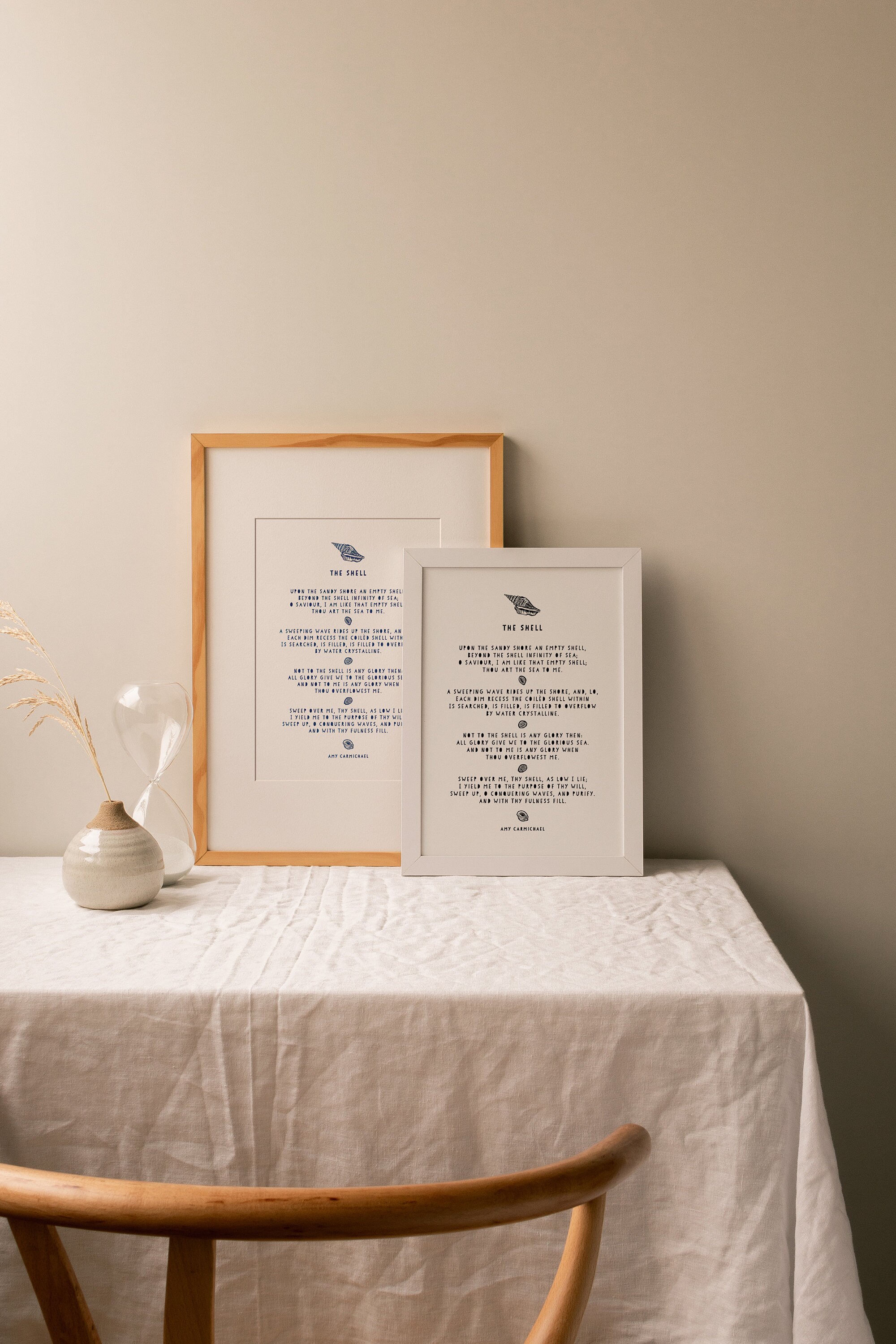 The Shell Poem by Amy Carmichael Featuring Linocut Shells Wall Decor ...